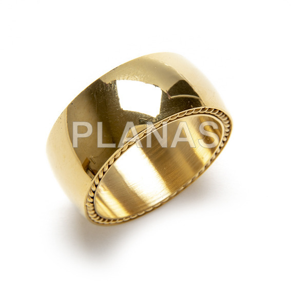 Anillo en Acero Inoxidable y Baño Oro.